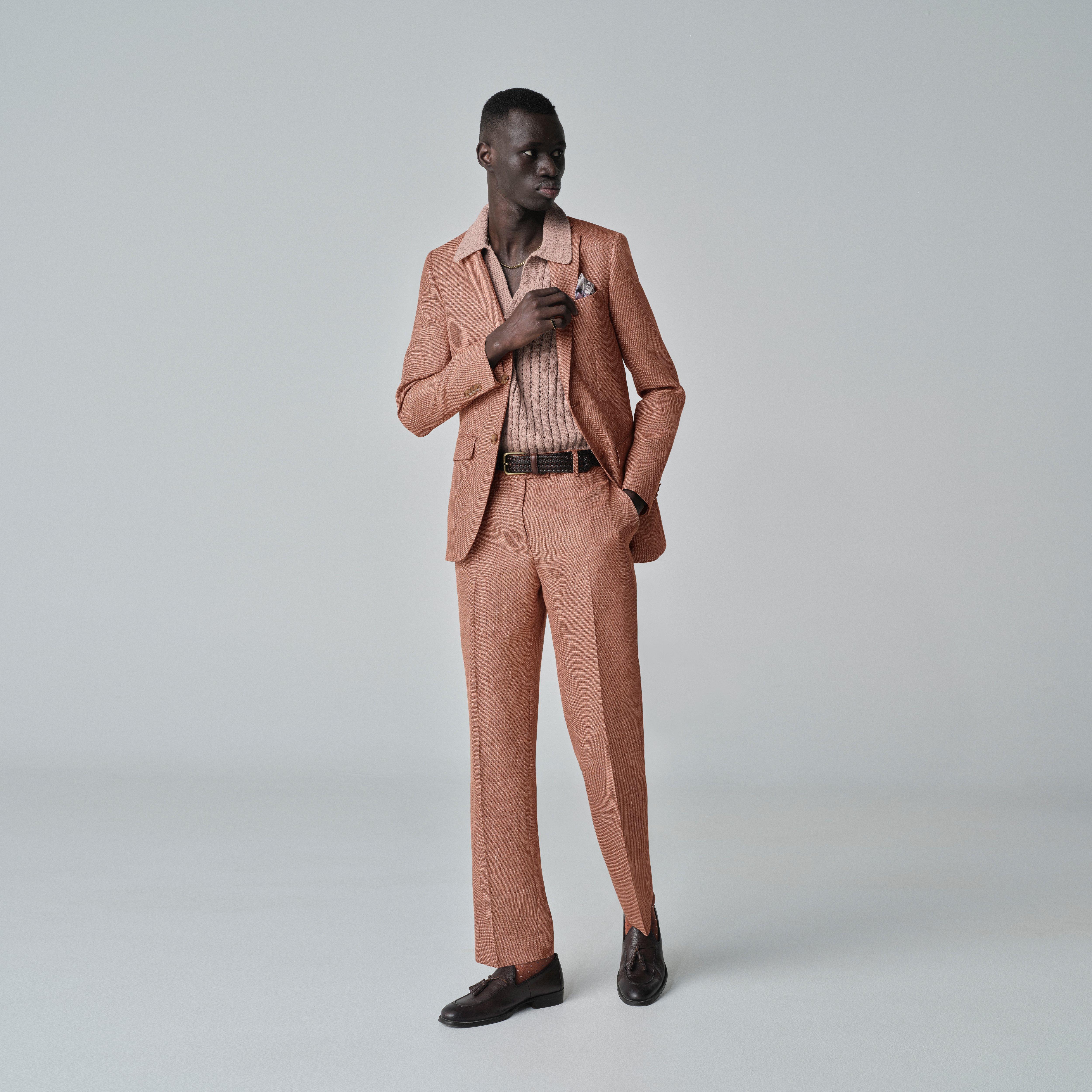 Men's Custom Suits - Outwell Dobby Terracotta Suit | INDOCHINO