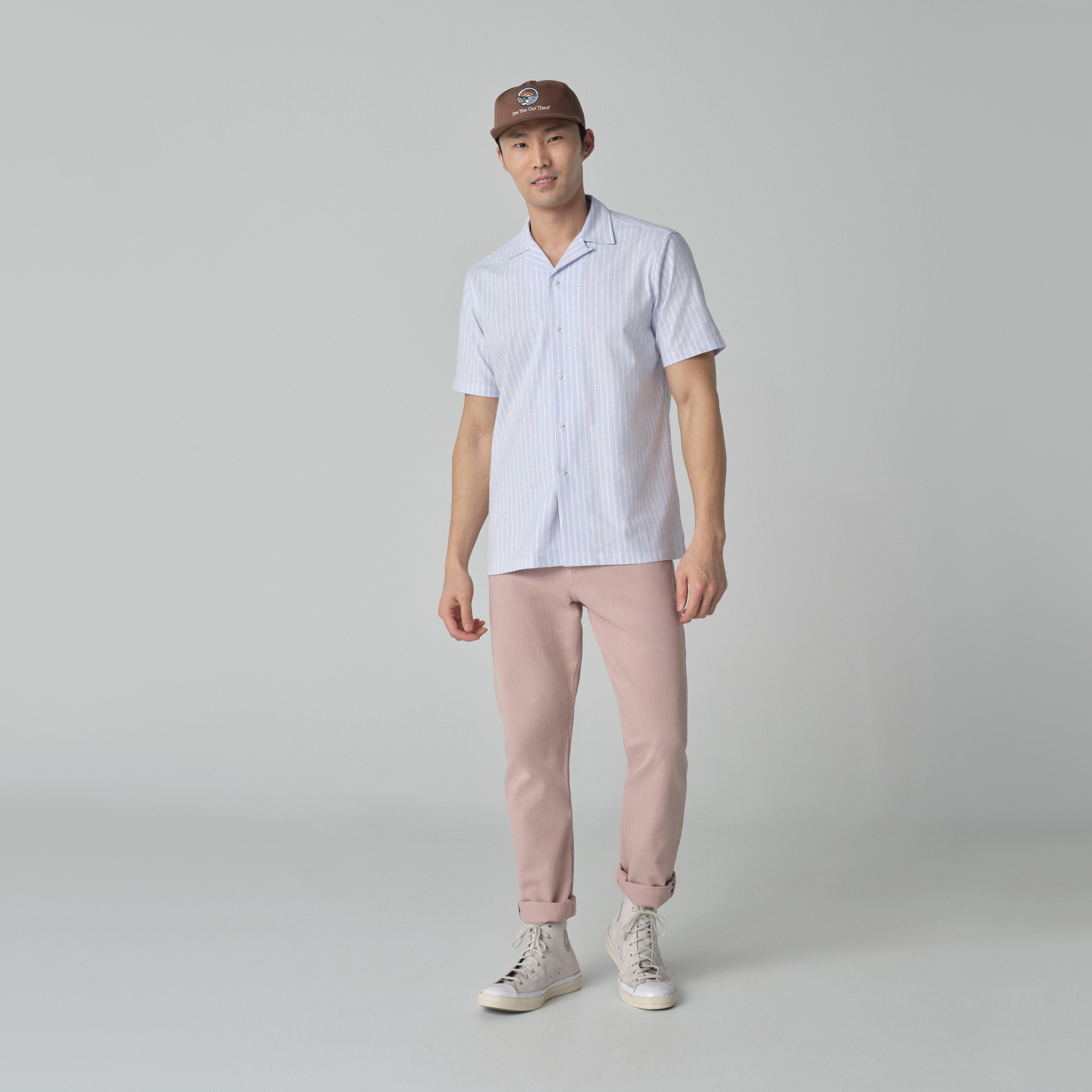 Men's Camp Shirts - Quarrybank Cotton Stretch Vintage Stripe Blue Camp ...