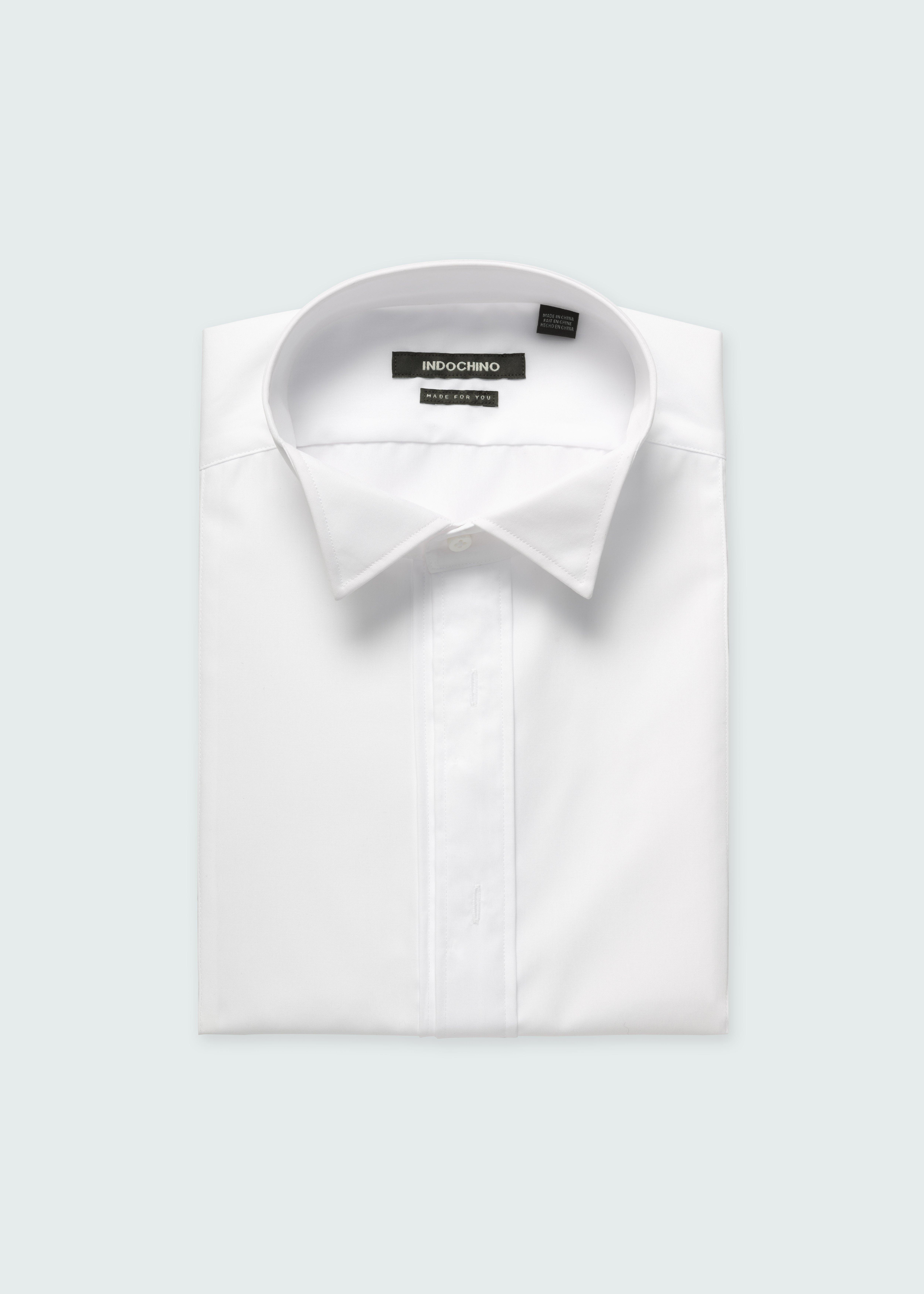 Men's Dress Shirts - Helston White Square-Front Tuxedo Shirt | INDOCHINO