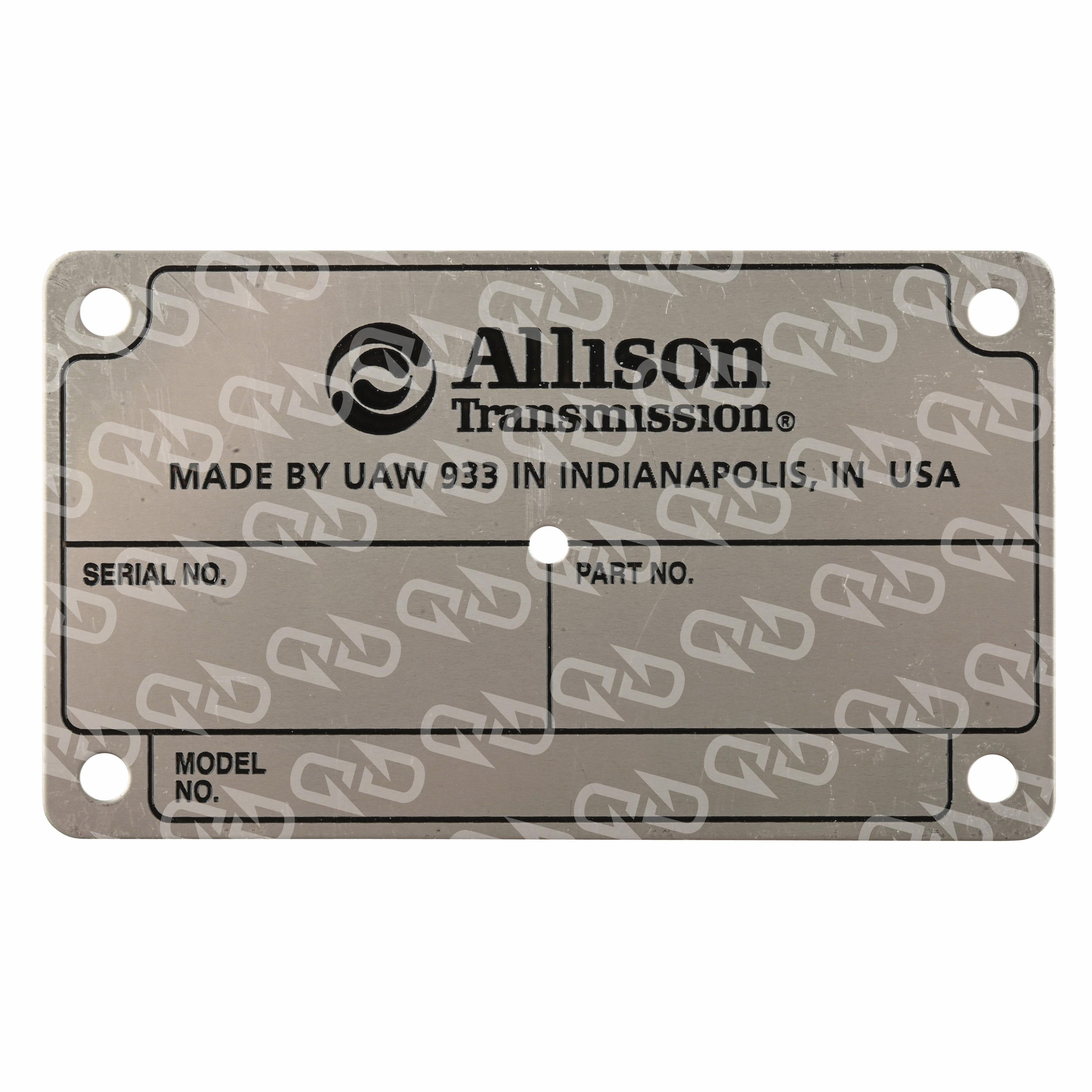 Allison Transmission Service Identification Name Plate 29555065 ...