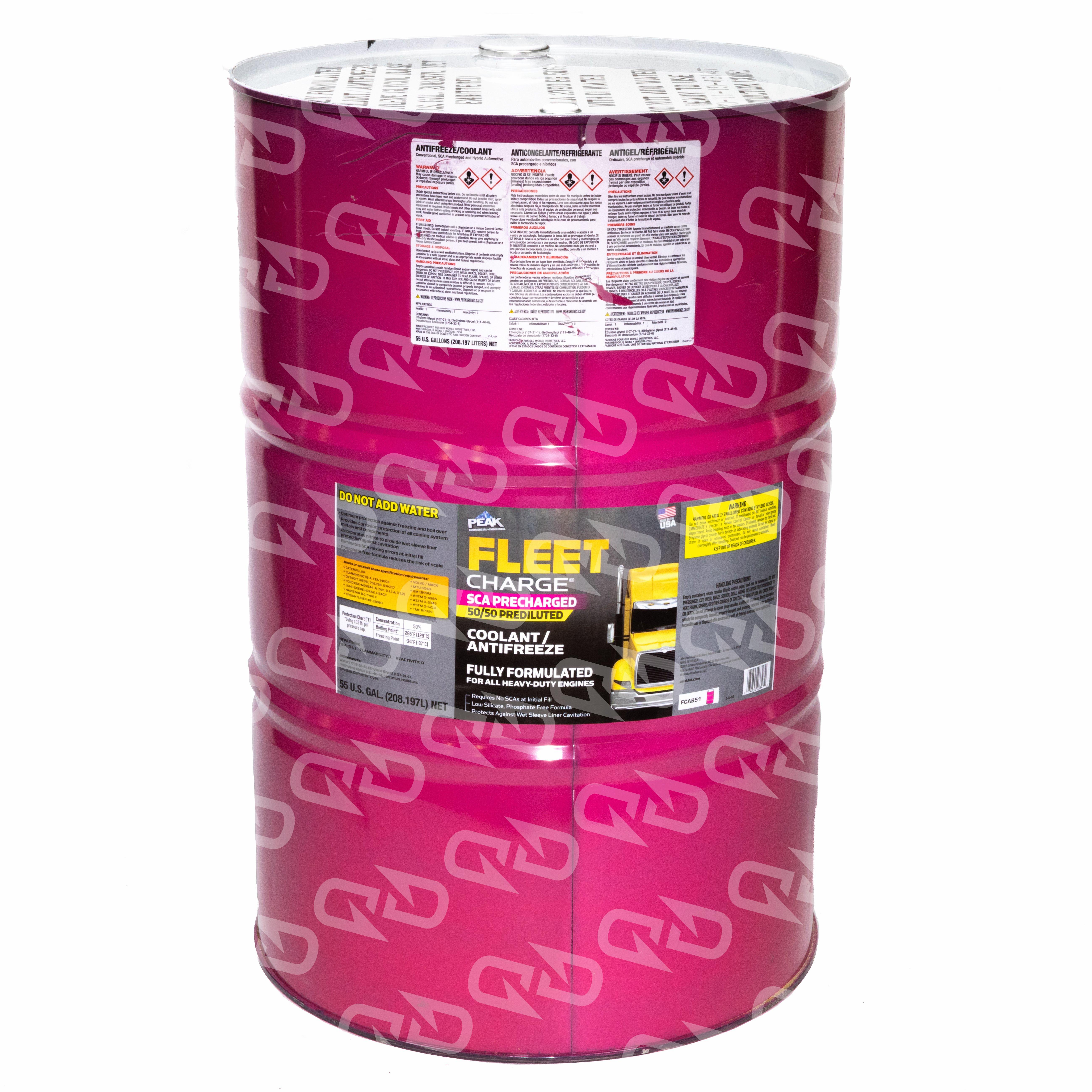 Peak Fleet Charge Coolant, 50/50 Prediluted, 55-Gallon Drum OWI FCAW51 ...
